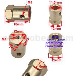 3-5mm Hex Coupler Motor for 130mm Car Wheel Tire in Pakistan