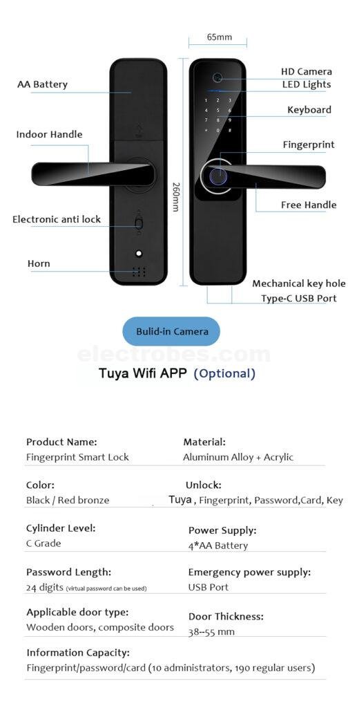 S802MAX Smart Door Lock with HD camera Intercom in Pakistan