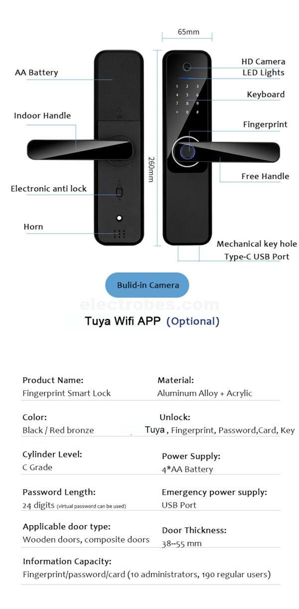 S802MAX Smart Door Lock with HD camera Intercom in Pakistan