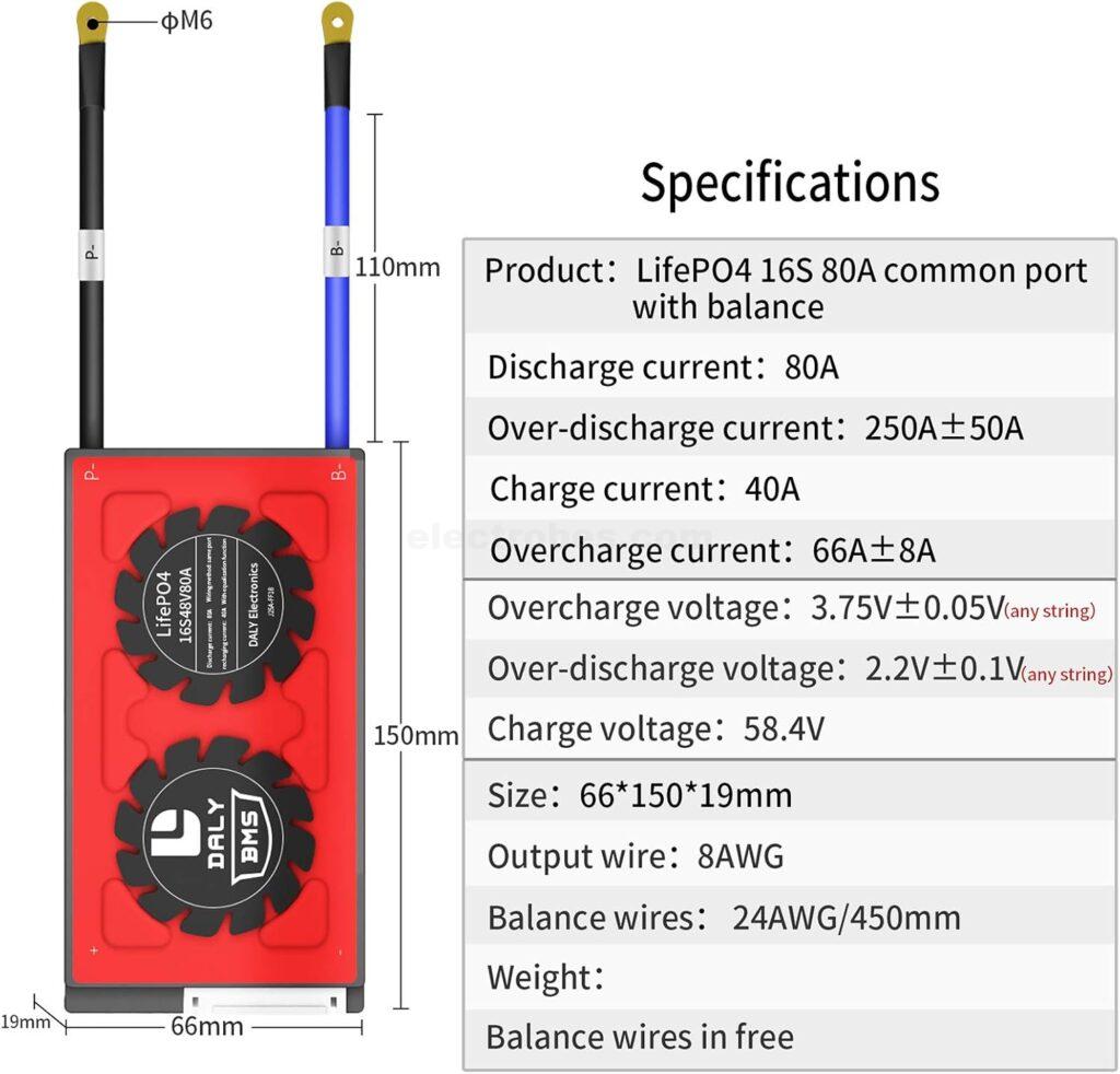 16S 48V 80A LifePo4 Lithium Battery Balanced BMS in Pakistan